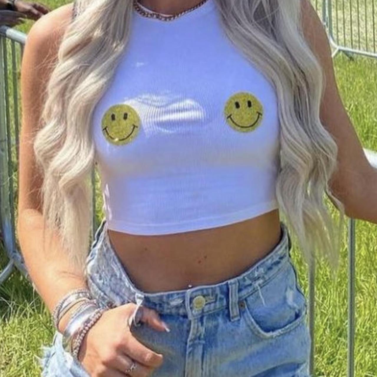 Bespoke smiley top (silver) Brand new Ignore -... - Depop