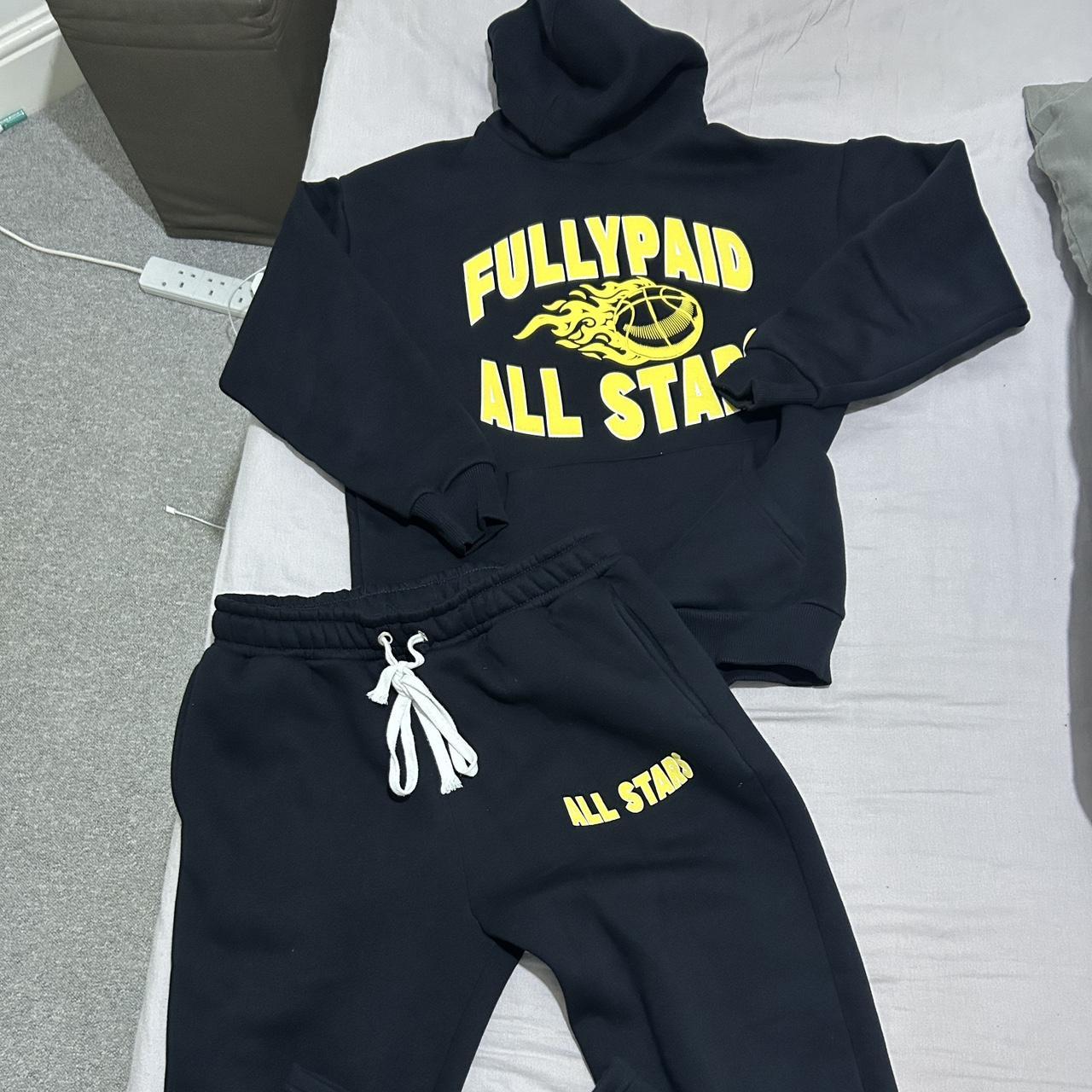 Fully paid tracksuit, navy blue, flared joggers,... | Depop