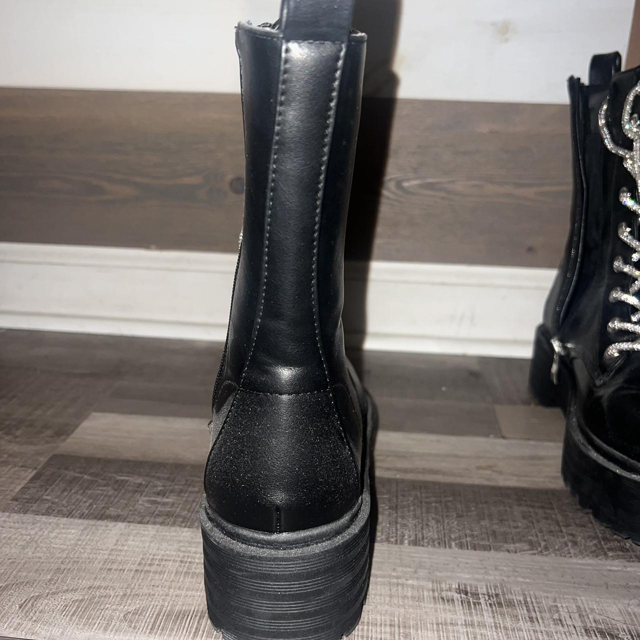 shin-high combat boots/ party boots, glitter laces,... - Depop