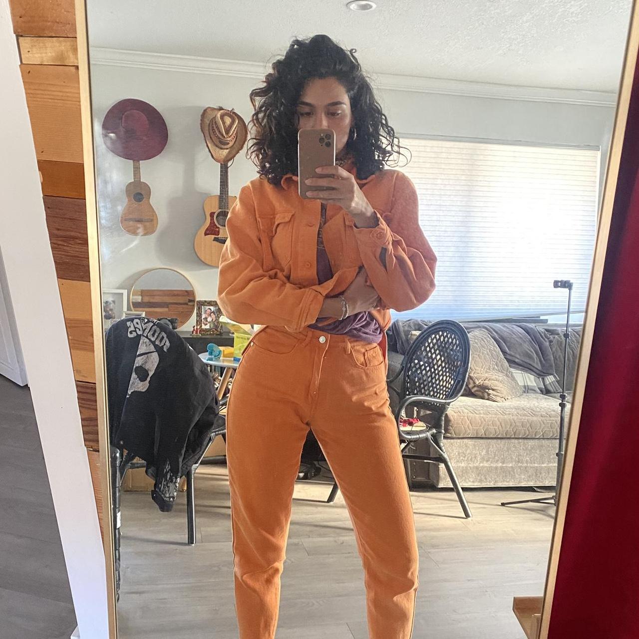 Orange Jean set 🧡 Pant measurements: Waist:... - Depop