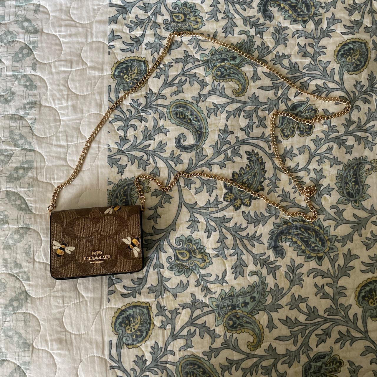 Mini Coach Wallet With Detachable Chain In Bee Print... - Depop