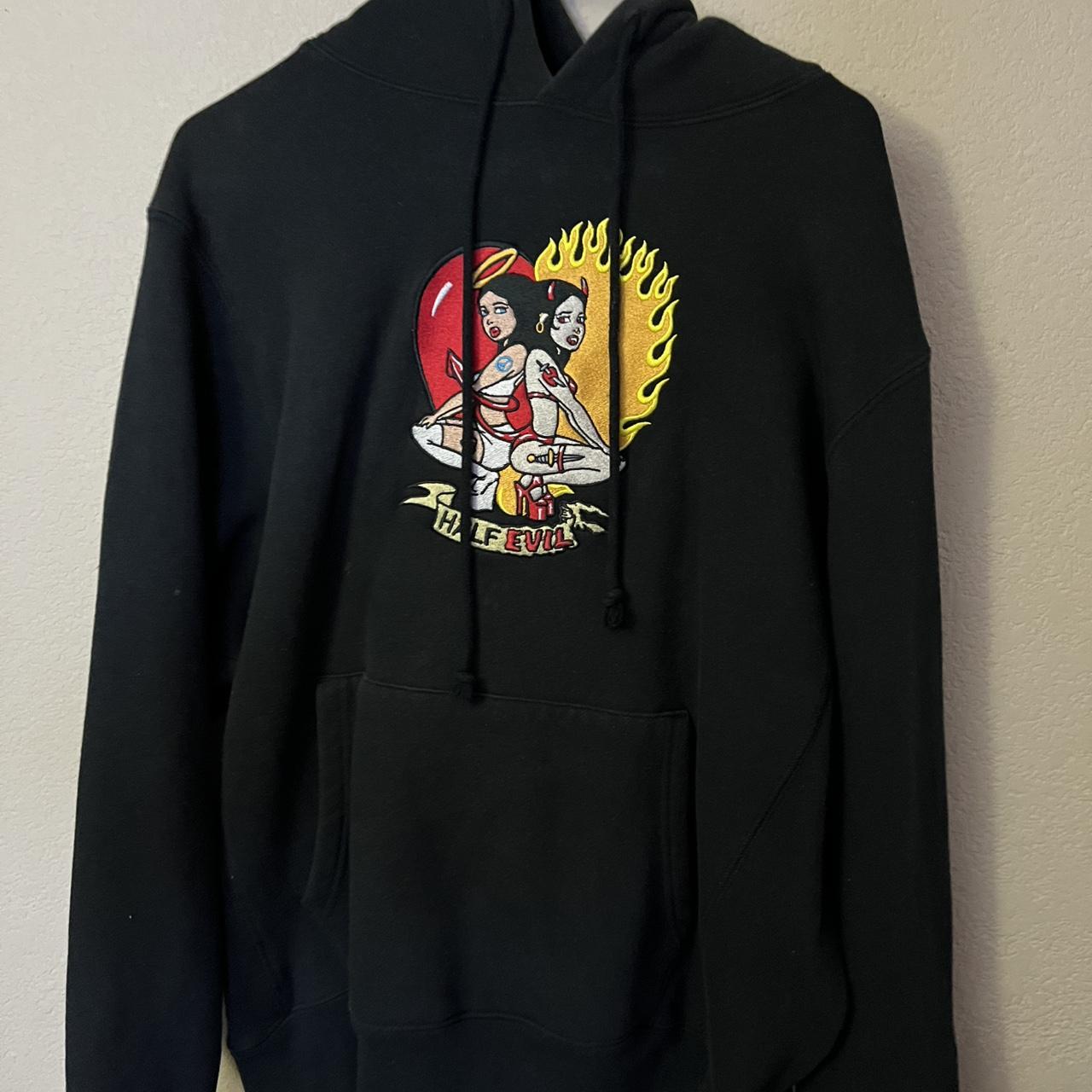 half evil angels & demons hoodie size L open to... | Depop