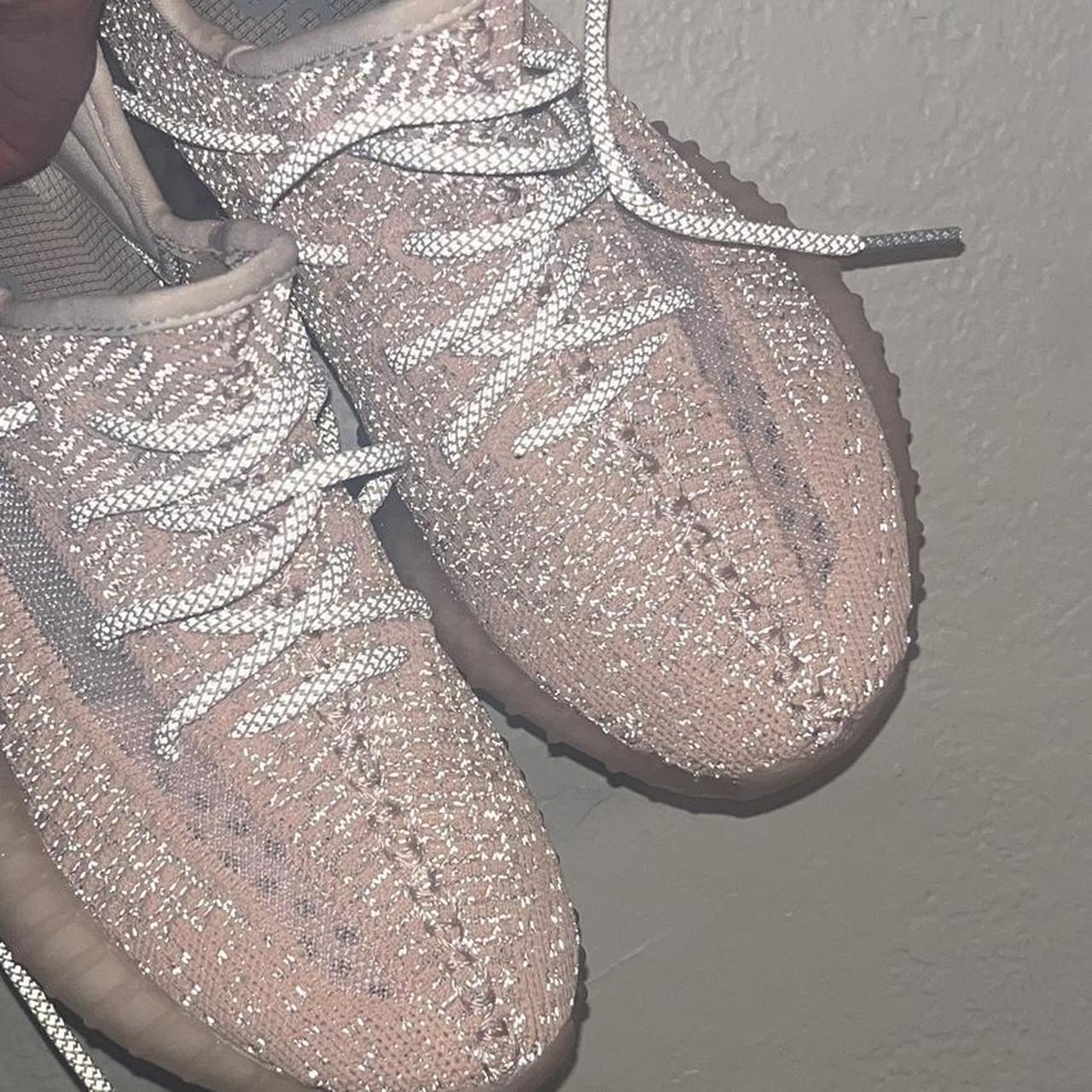 Pink 350 Yeezy. Size 5 Slightly worn. Glows in the... - Depop