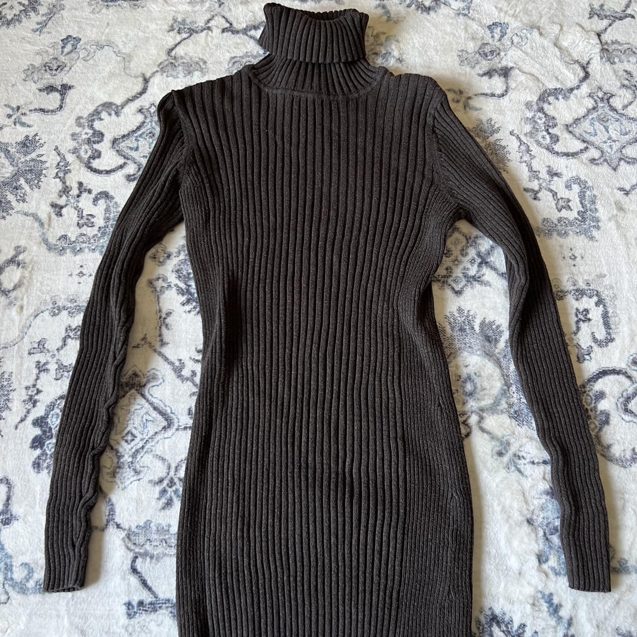 brown medium turtleneck sweater long sleeve in good... - Depop