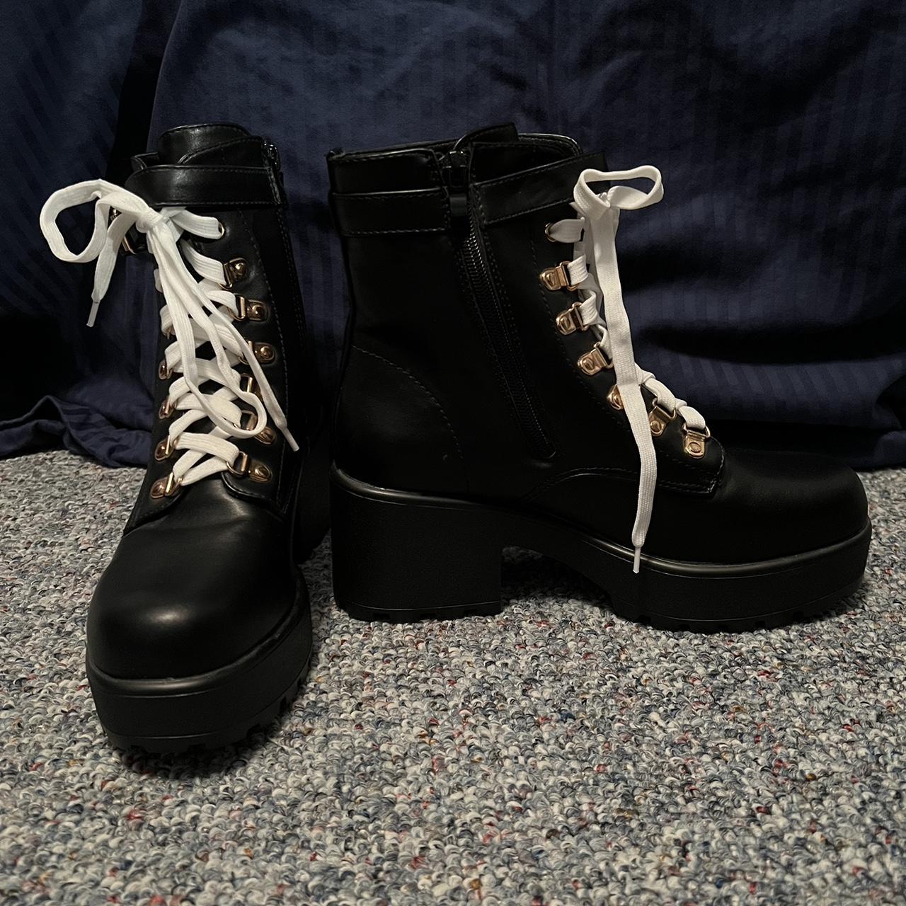 Black 2 1/2 inch chunky boot, lightweight and only... - Depop