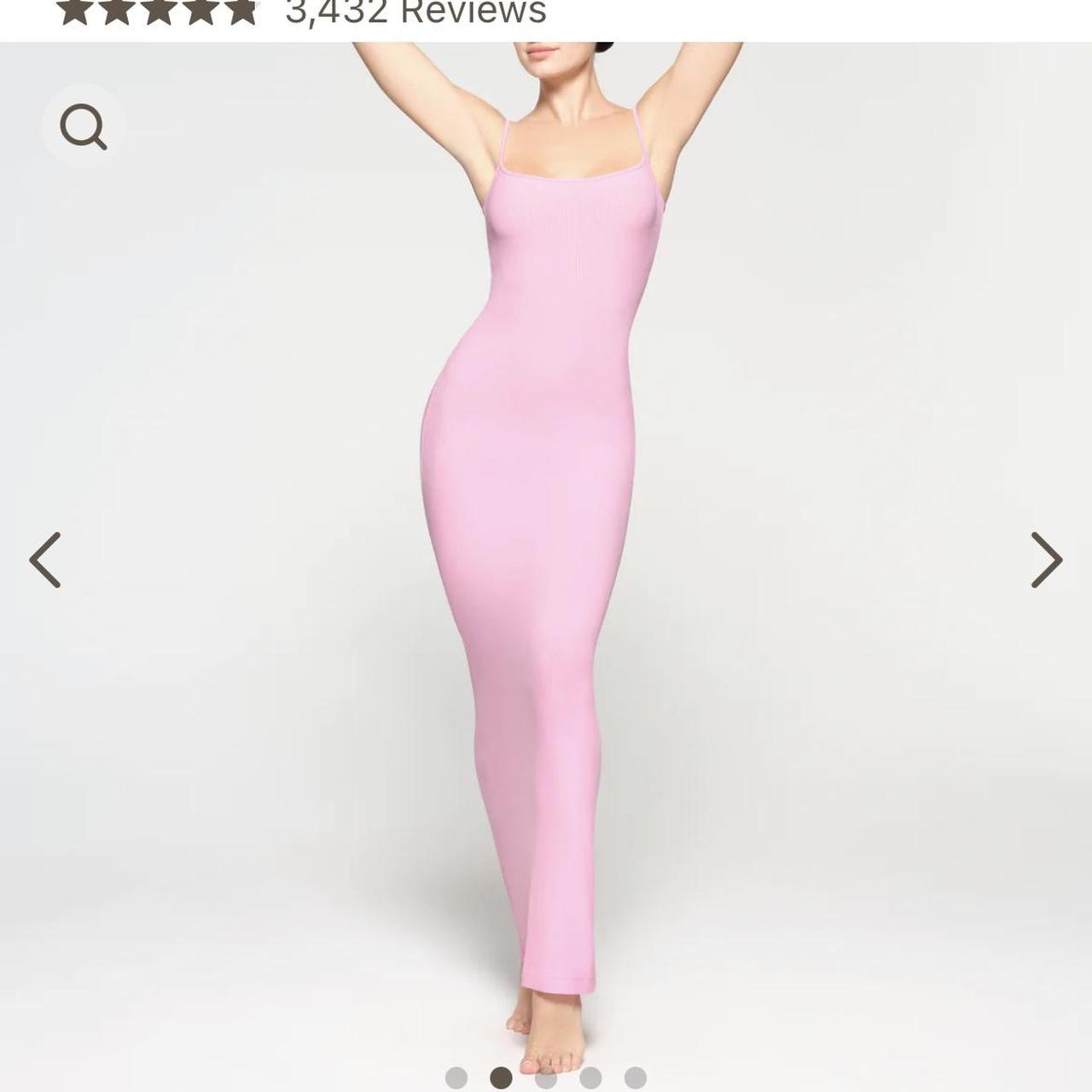 Pink Skims Soft Lounge ribbed dress, worn once for a... - Depop