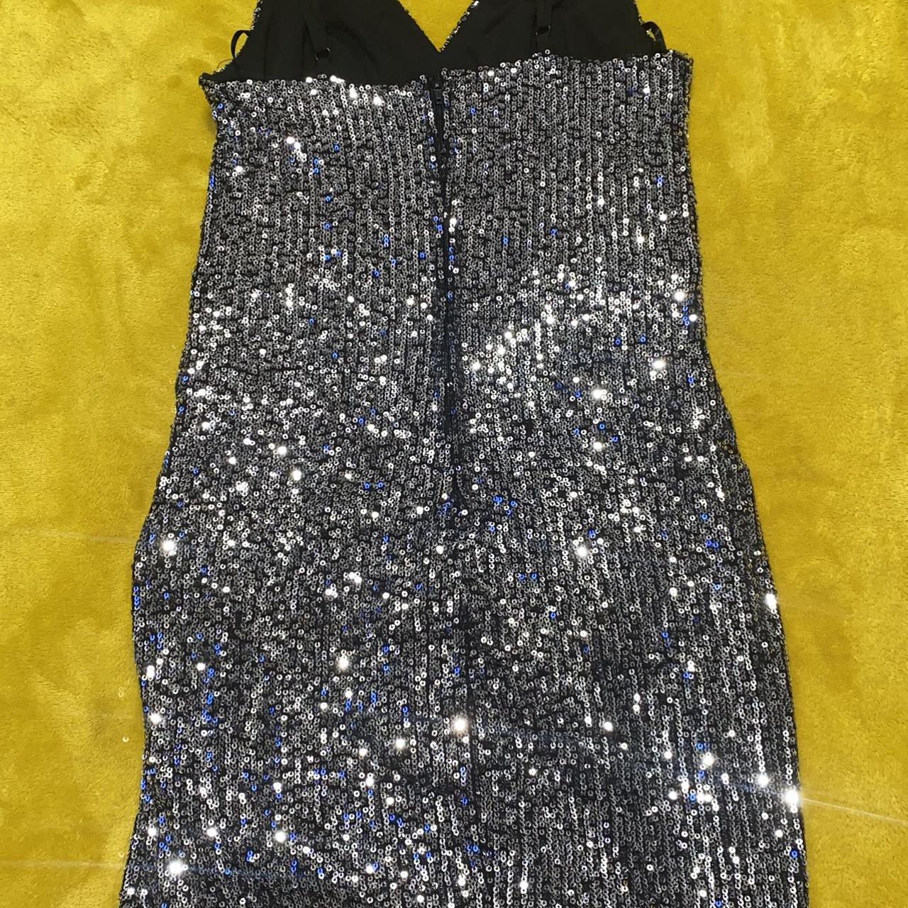 Crystal Sky Belted Silver Mini Dress Cocktail Party... - Depop