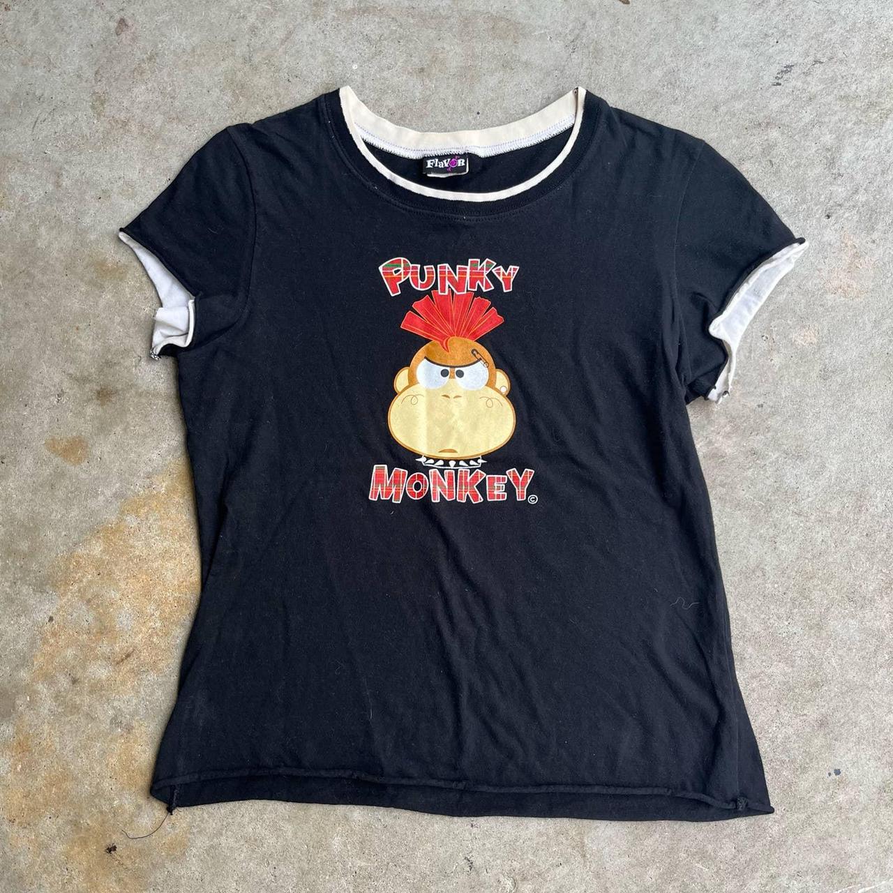 vintage 90s y2k flavor “ punky monkey” graphic tee... - Depop