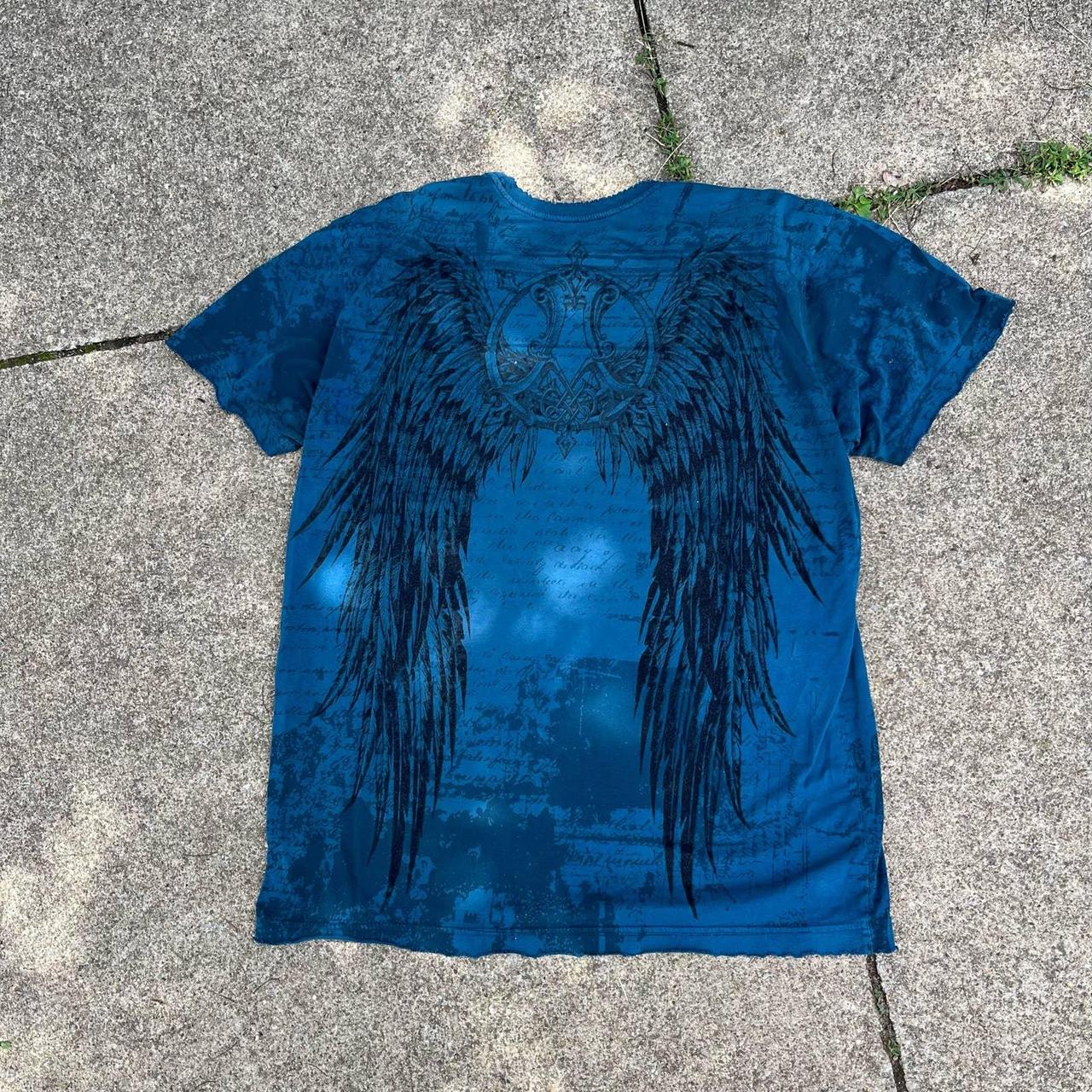medievel blue affliction angel wings mallgoth shirt... - Depop