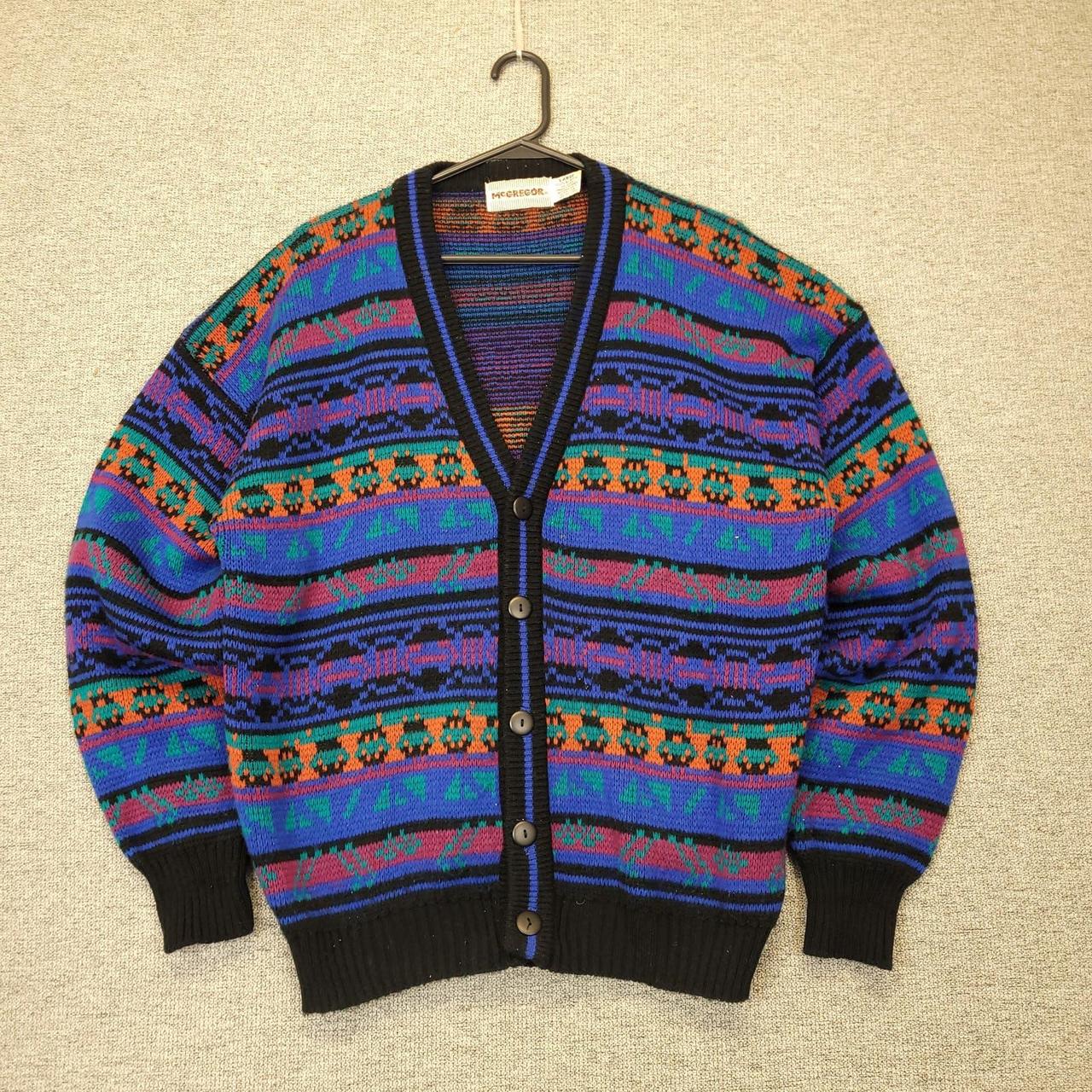 Vintage McGregor Multi Colored Cardigan grandpa... - Depop