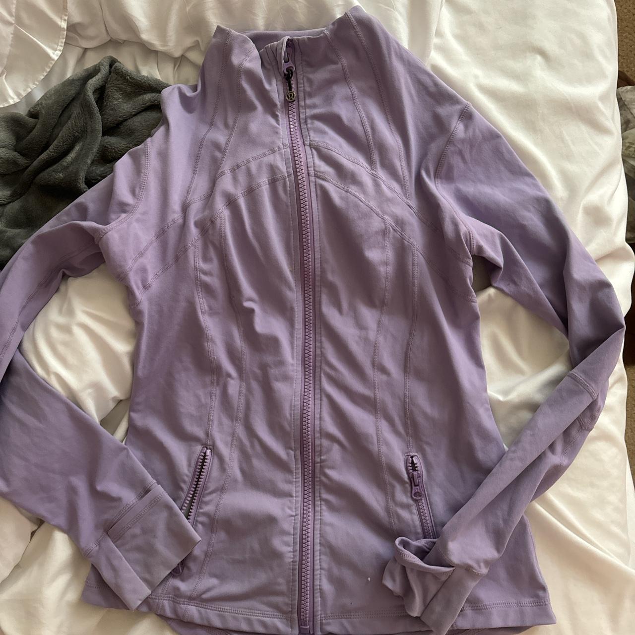 lululemon purple define jacket size 12 minor stains... - Depop