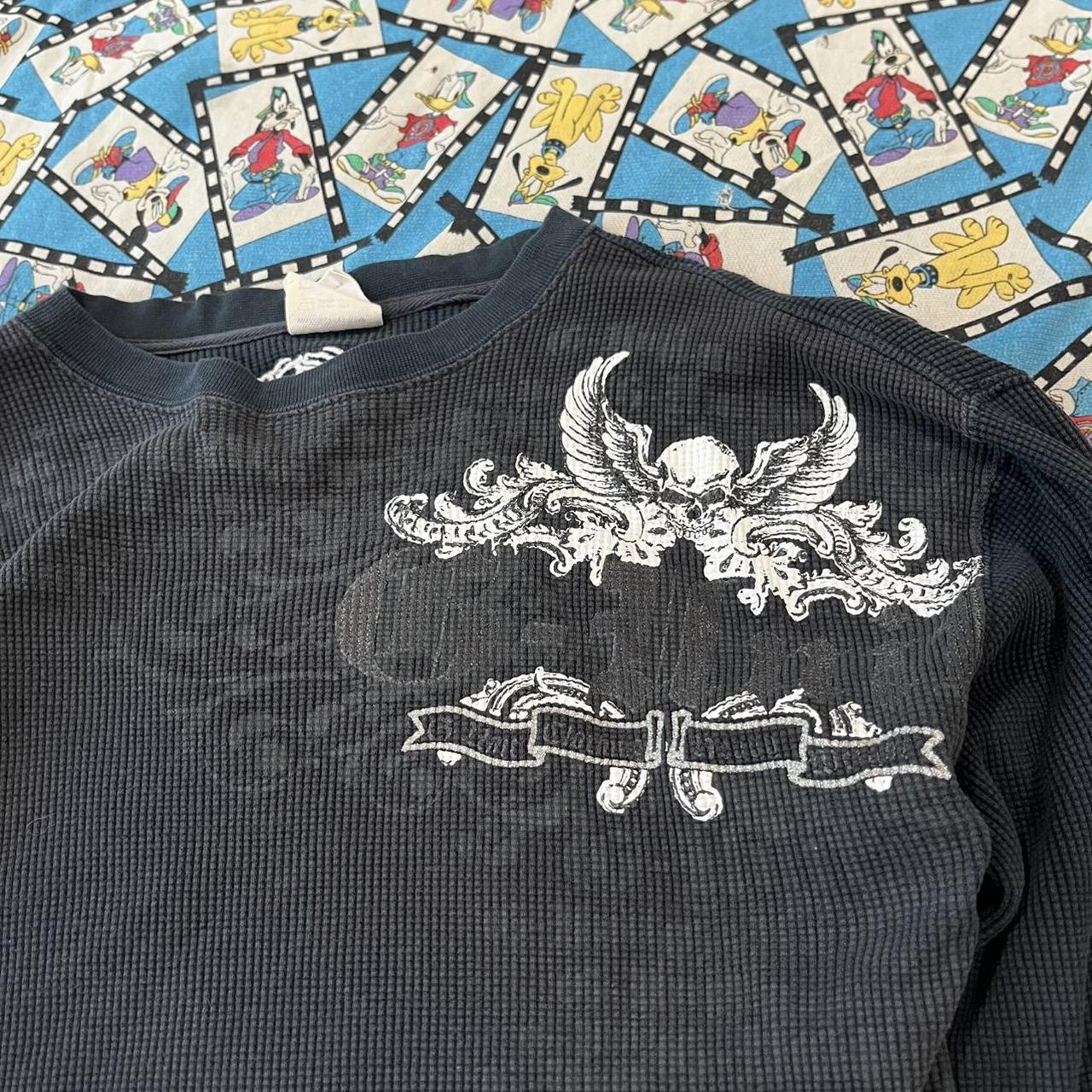 Y2K Grunge Affliction style long sleeve thermal... | Depop