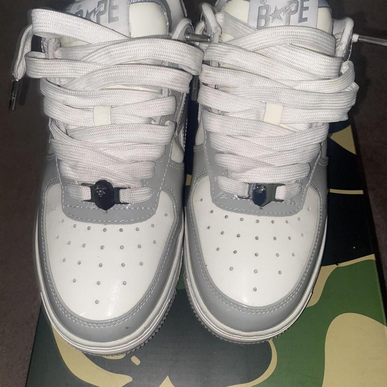 Bapestas white and grey size 8 men 100% AUTHENTIC!!!... - Depop