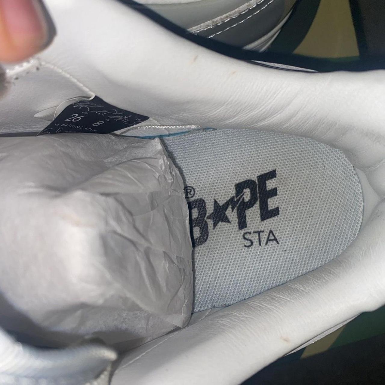 Bapestas white and grey size 8 men 100% AUTHENTIC!!!... - Depop