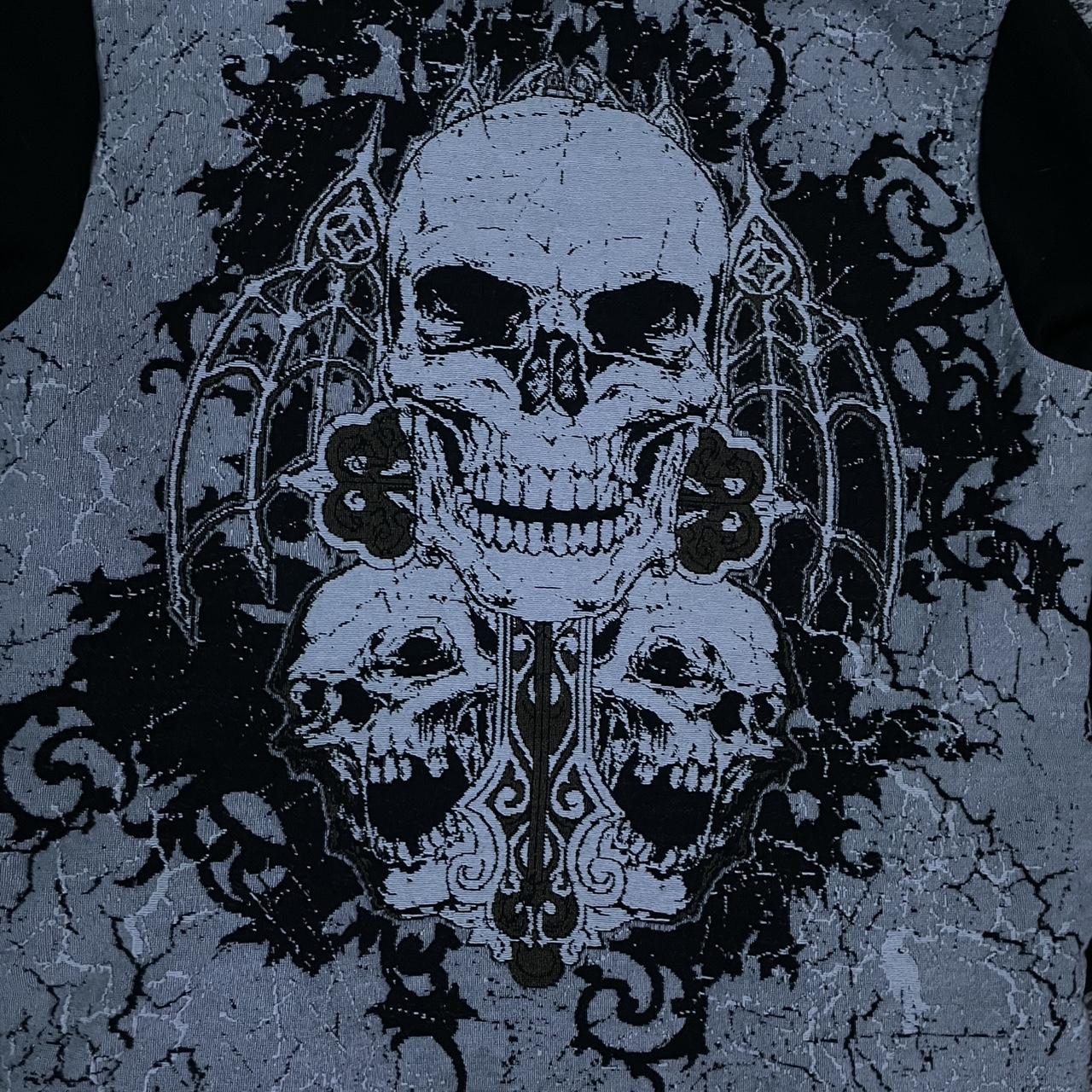 Black and grey Rebel Vengeance skull detailed... | Depop