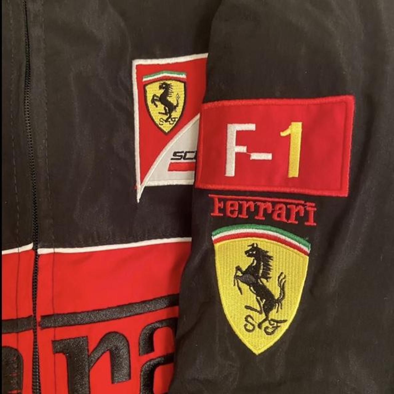Rare Vintage Black and Red Ferrari Racing/Bomber... - Depop