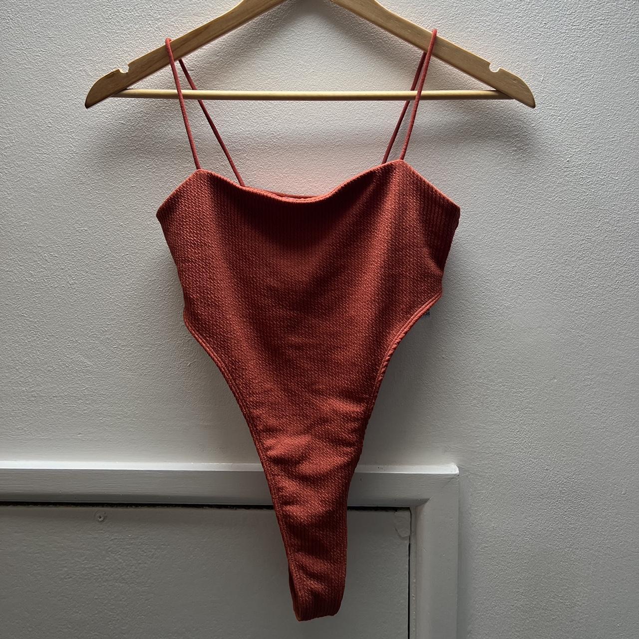 High rise burnt orange bodysuit - Depop