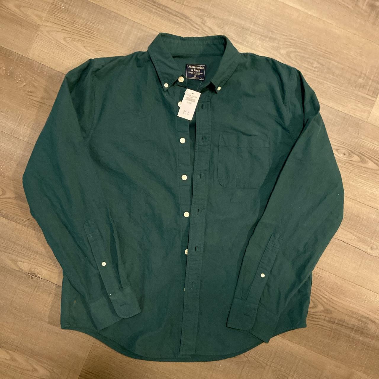 Abercrombie and Fitch green long sleeve dress shirt.... - Depop
