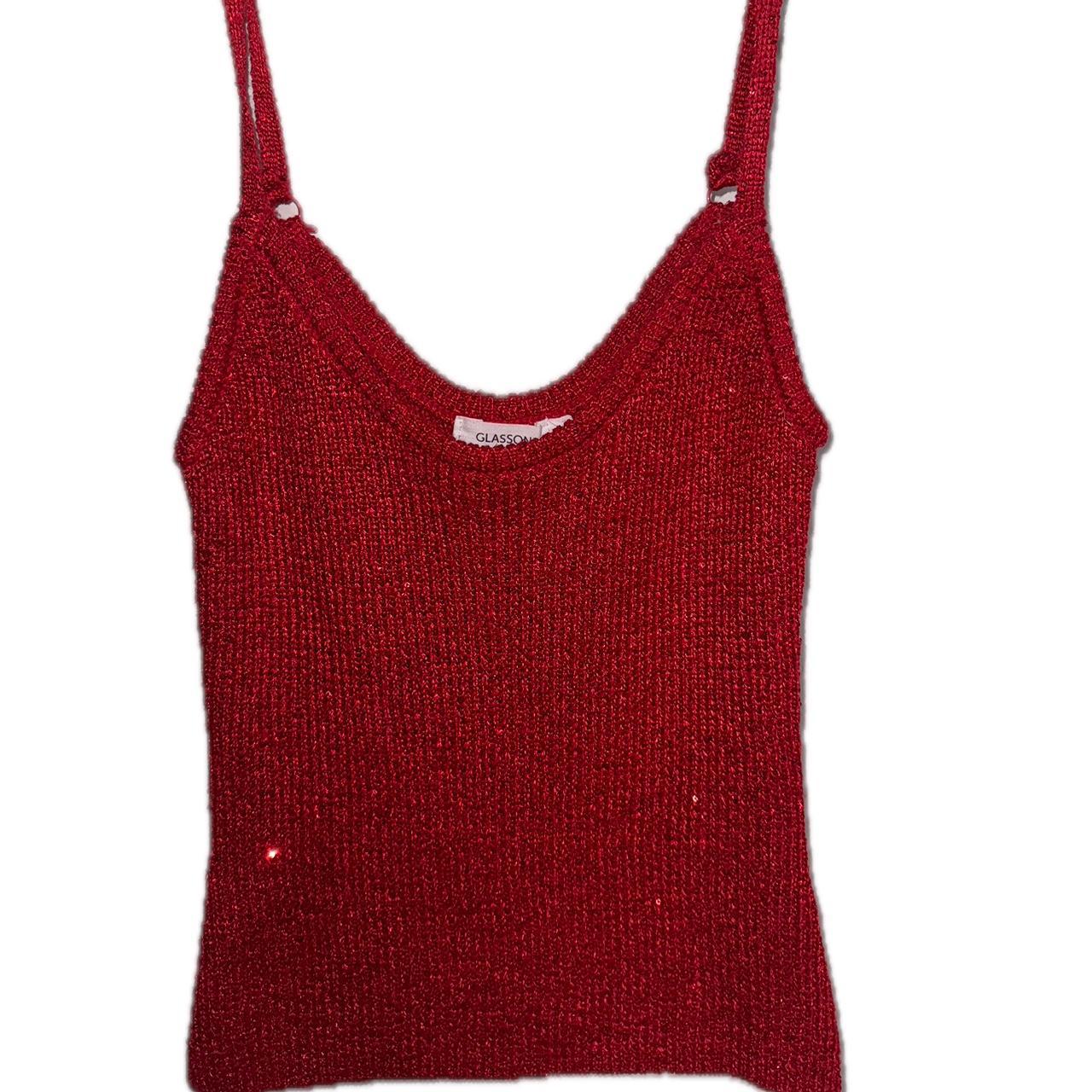 RED SPARKLY GLASSONS TOP sized medium - Depop