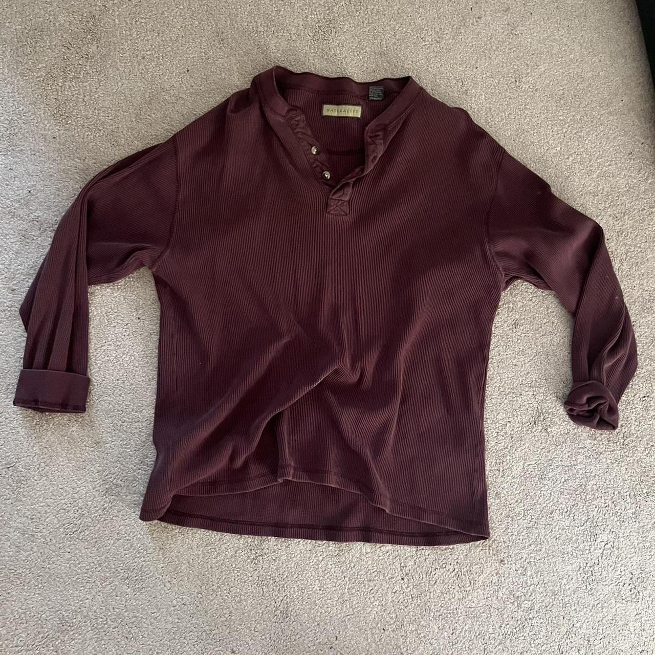 Naturalife maroon button up shirt - Depop