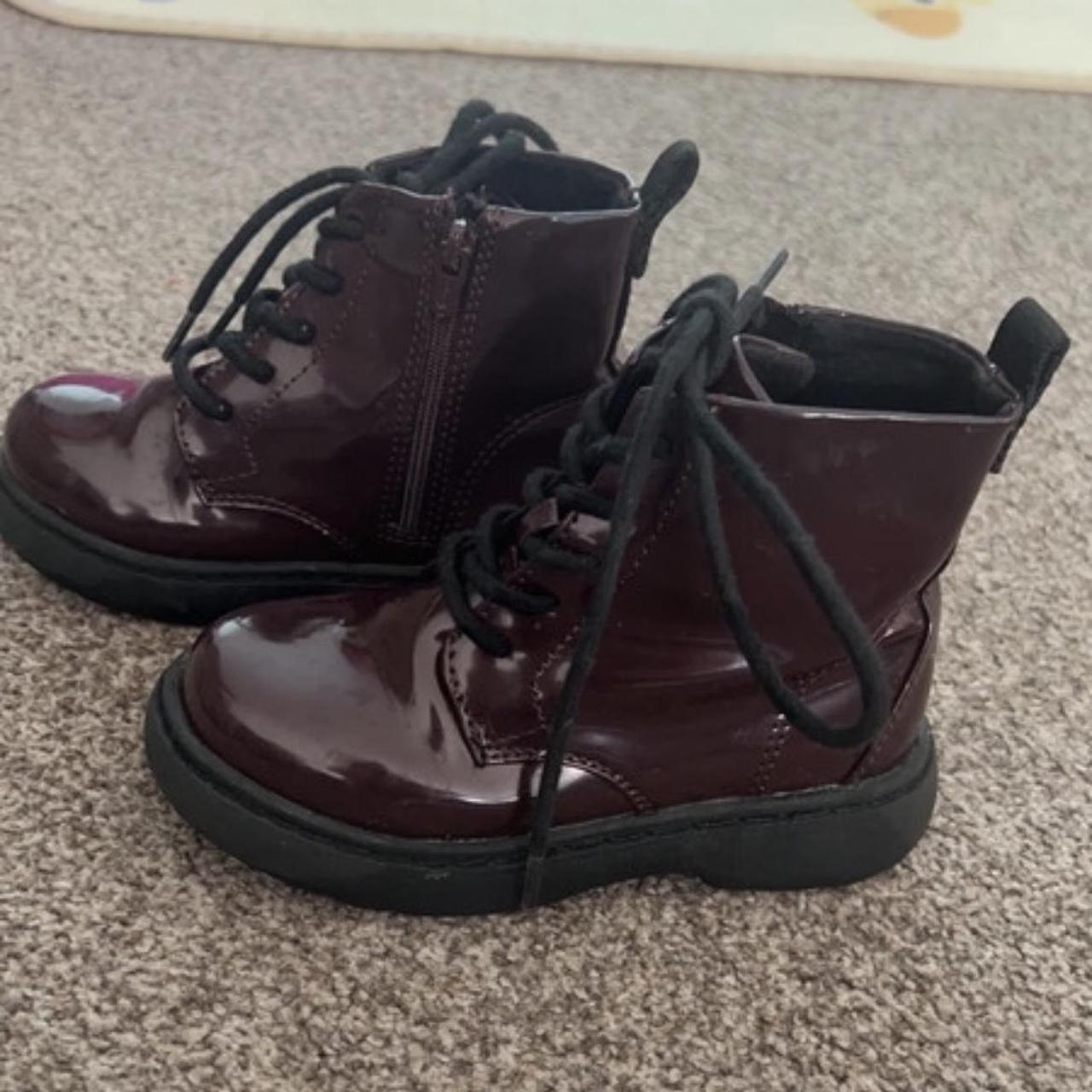 Zara Burgandy Girls Boots Worn few times like... - Depop