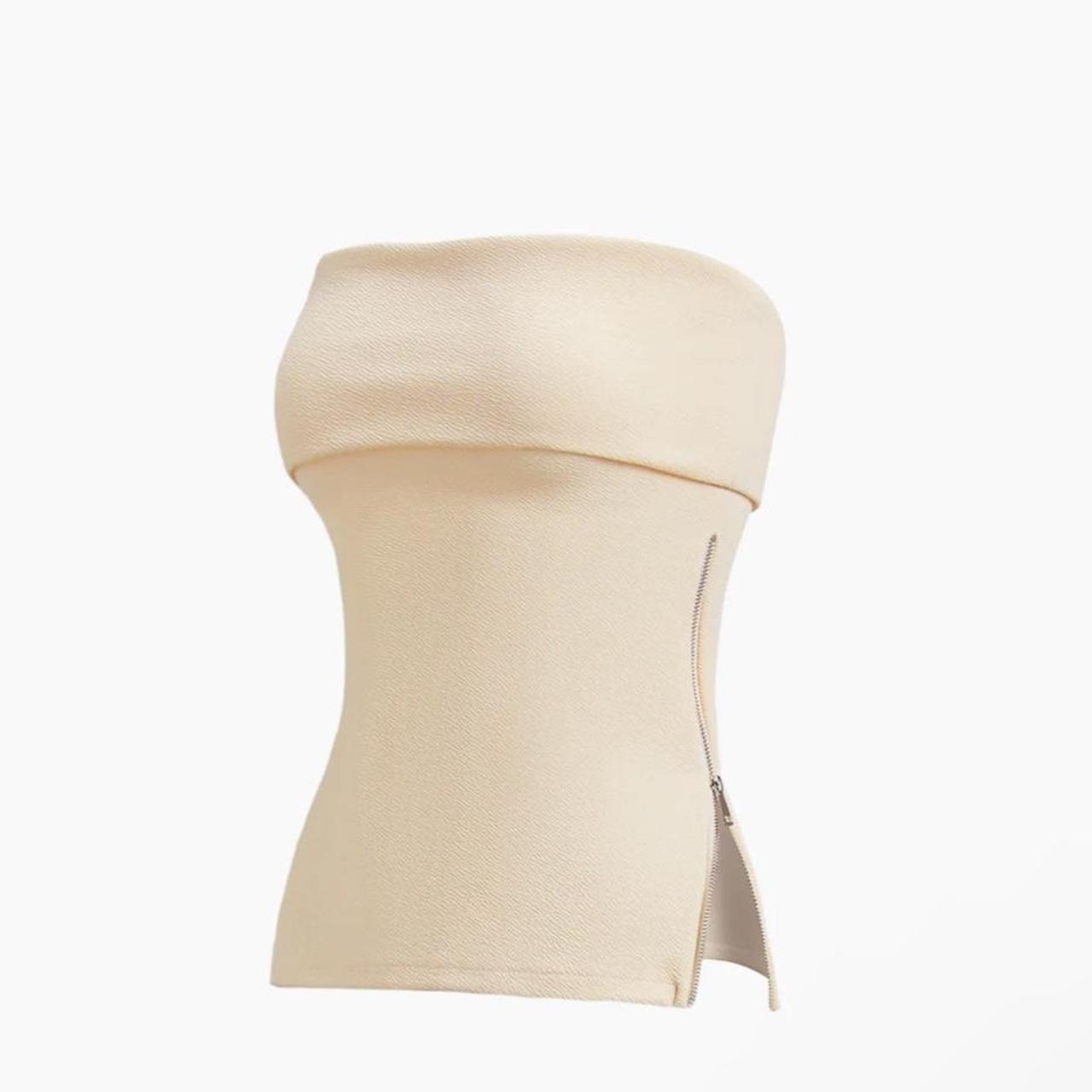Zip Down tube top WITH STRAPS. Photo is no straps... - Depop