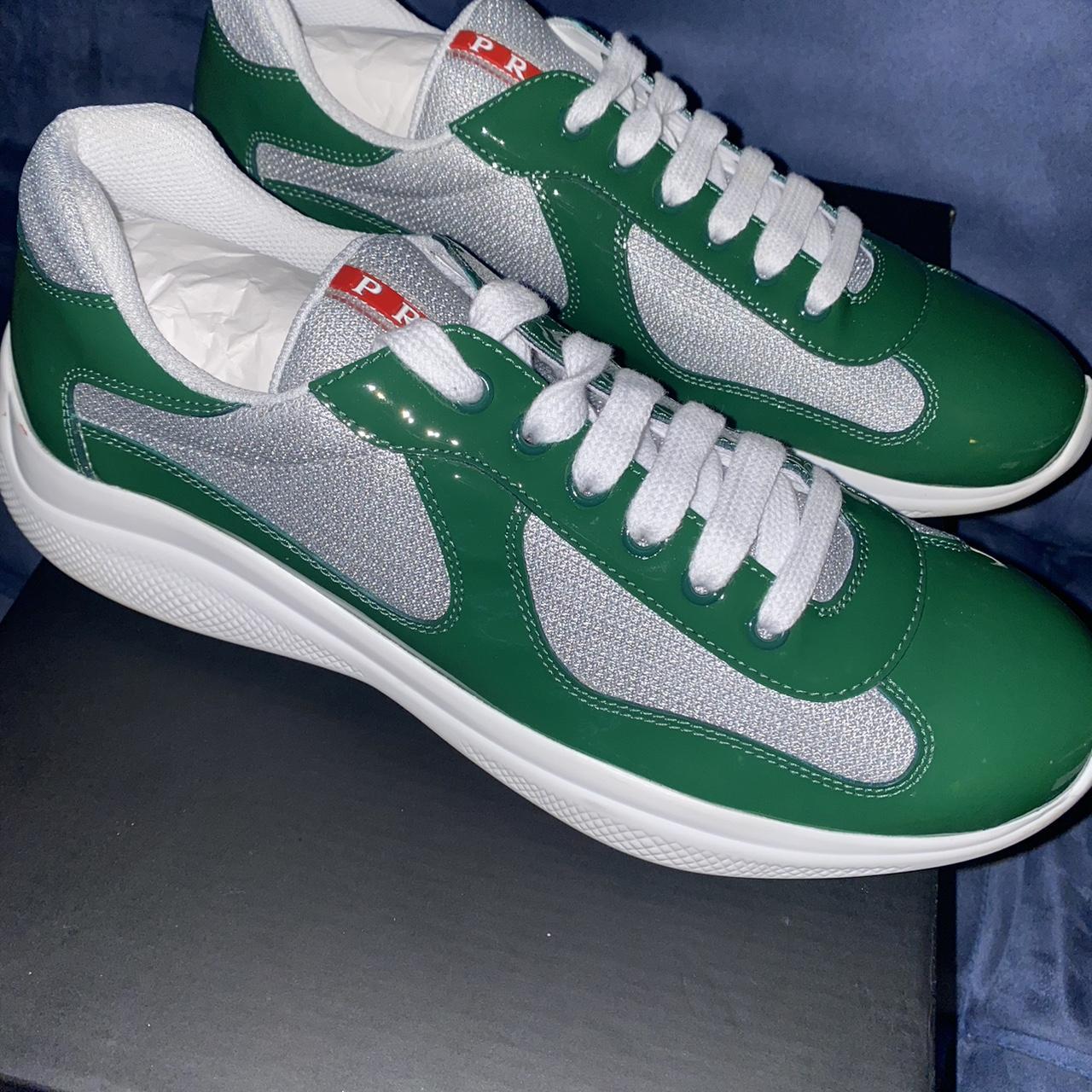 Green/Silver Prada America’s Cup Sneaker - Depop