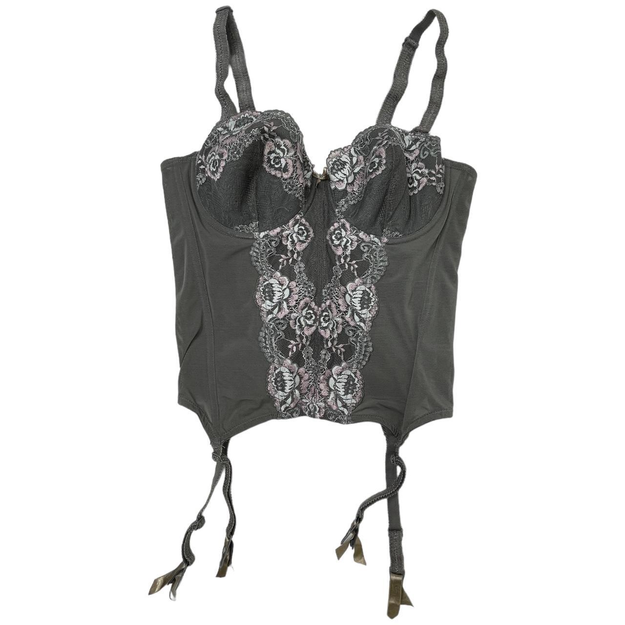 Grey with pink basque corset top. Labelled:... - Depop