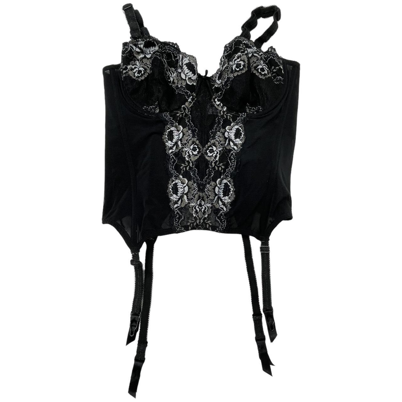 Black basque / corset top. Labelled: 38B APPROX... - Depop