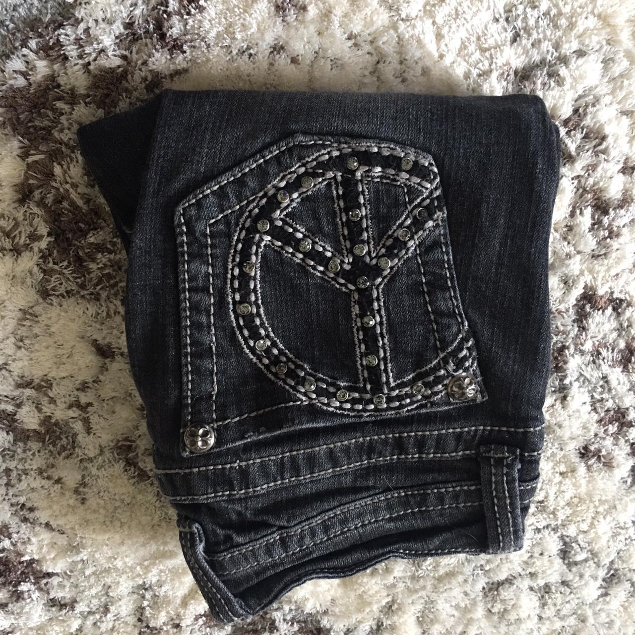 Like new light washed grey peace sign skinny jeans. ... - Depop