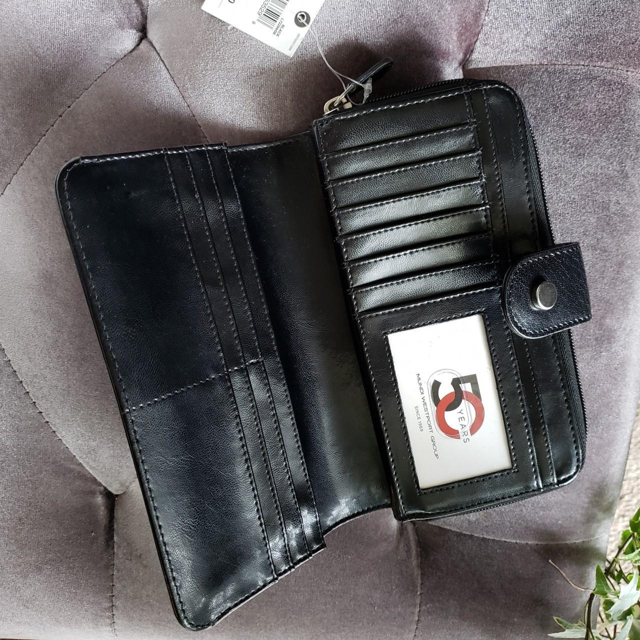 Mundi leather wallet all in one. Nwt. Black. - Depop