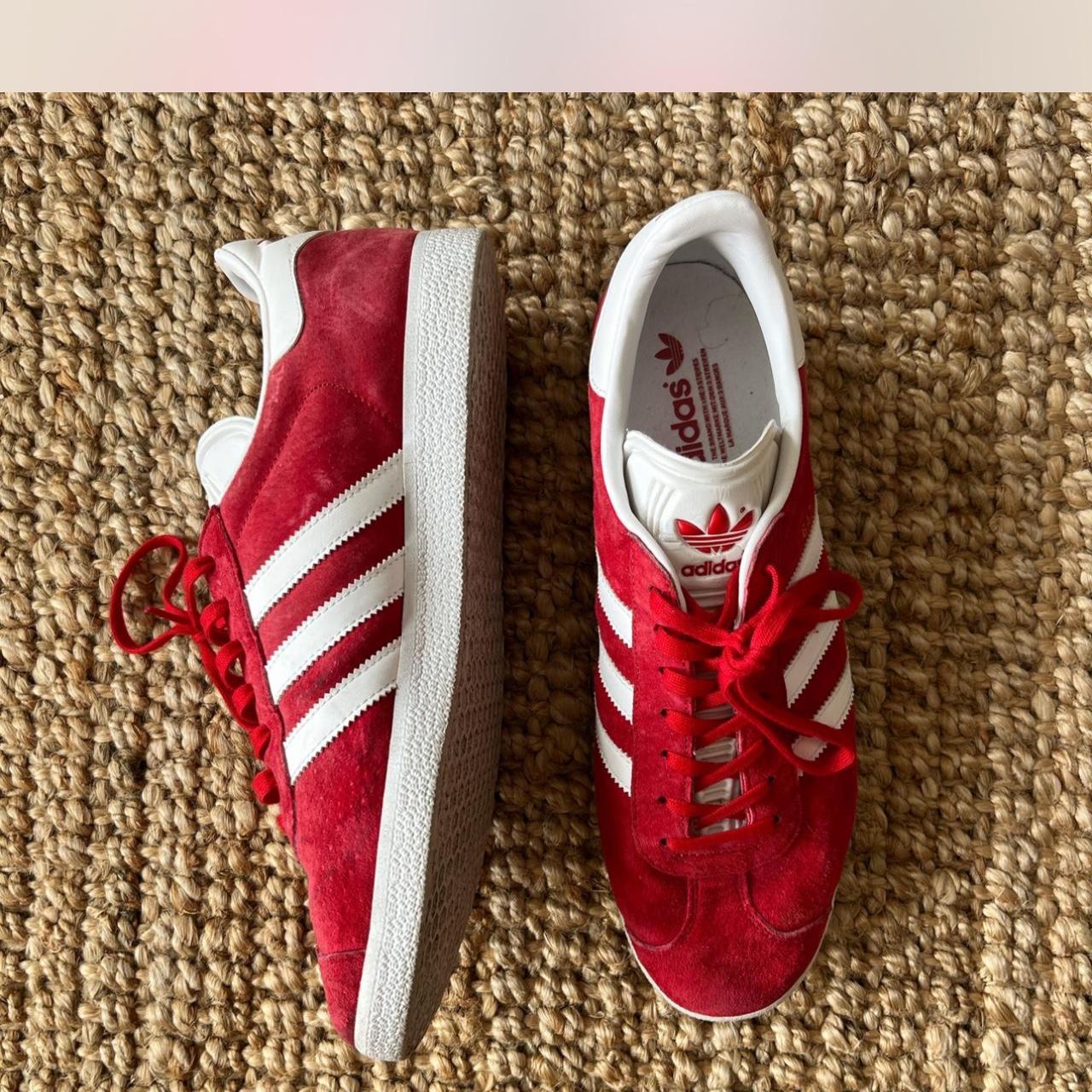 Adidas Red Gazelle Sneakers Excellent condition US... - Depop
