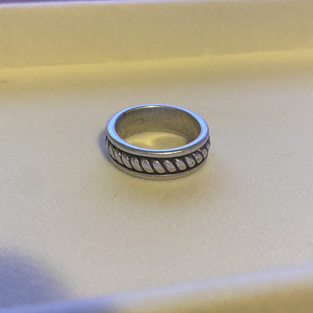 Craftd London silver Rope Ring size M 10US Used -... - Depop