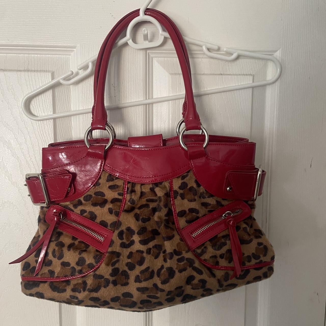 Women’s red cheetah print purse Perf condition... - Depop