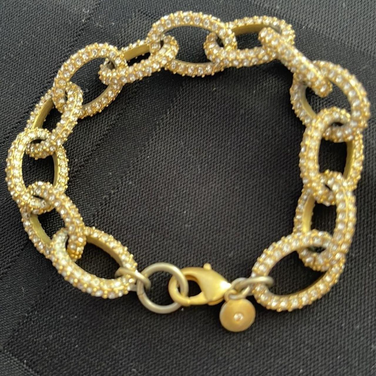 J. Crew gold/crystal chain bracelet. Lobster clasp.... | Depop