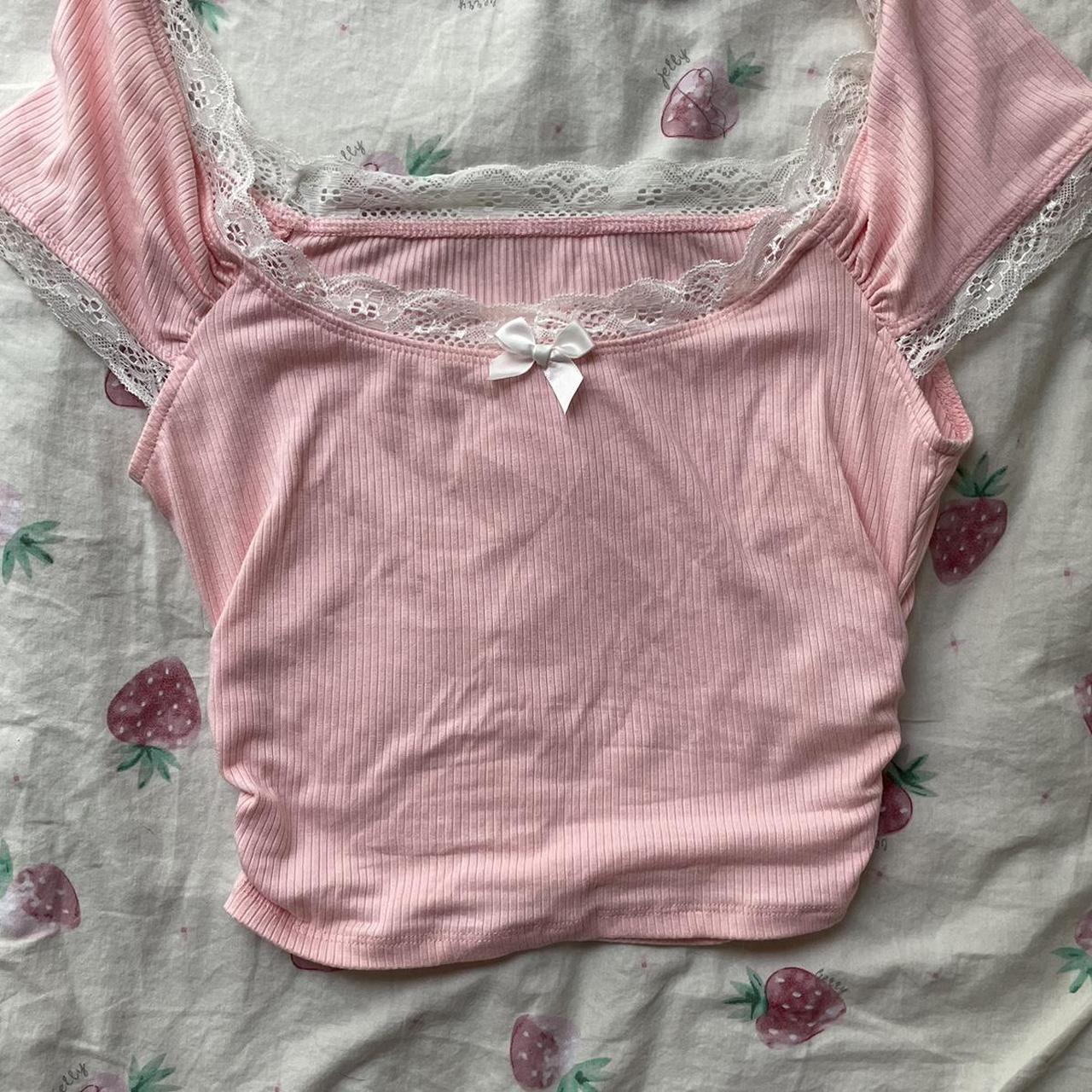Cute pink top #croquette #cutecore #babydoll #fairycore - Depop