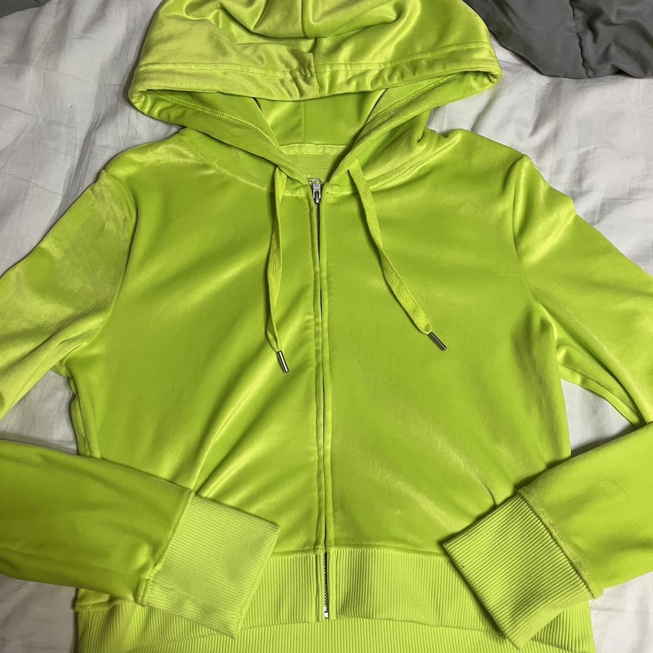 Velour lime green jacket. From arie size m - Depop