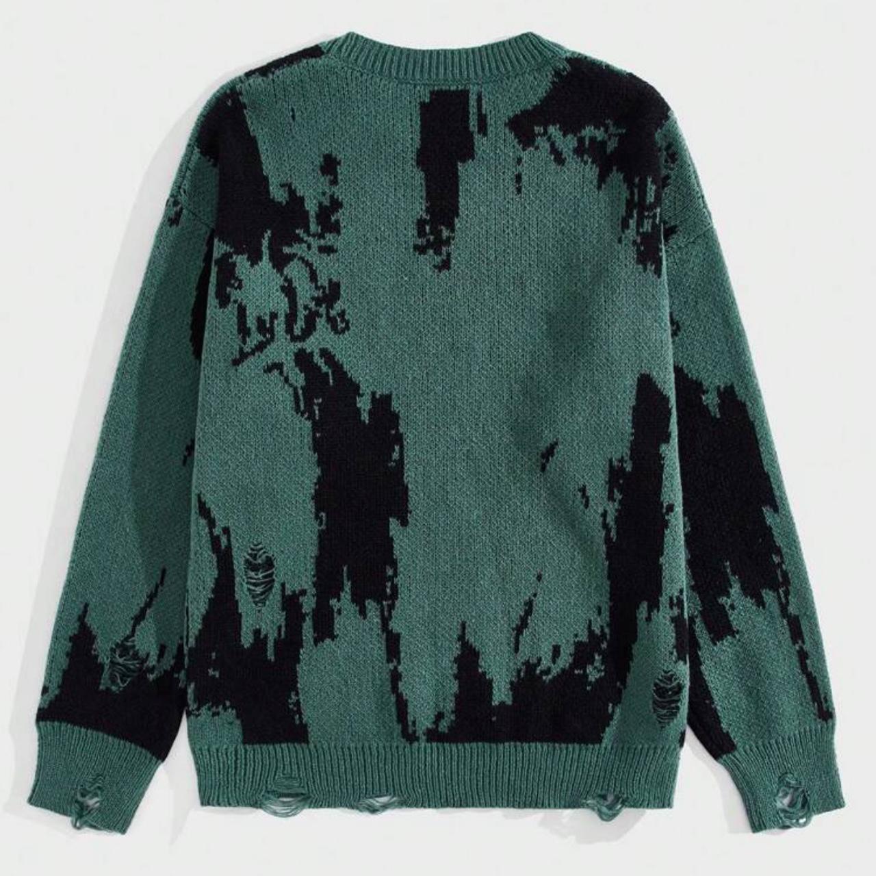 Goth Guys Graphic Pattern Distressed Sweater - Depop