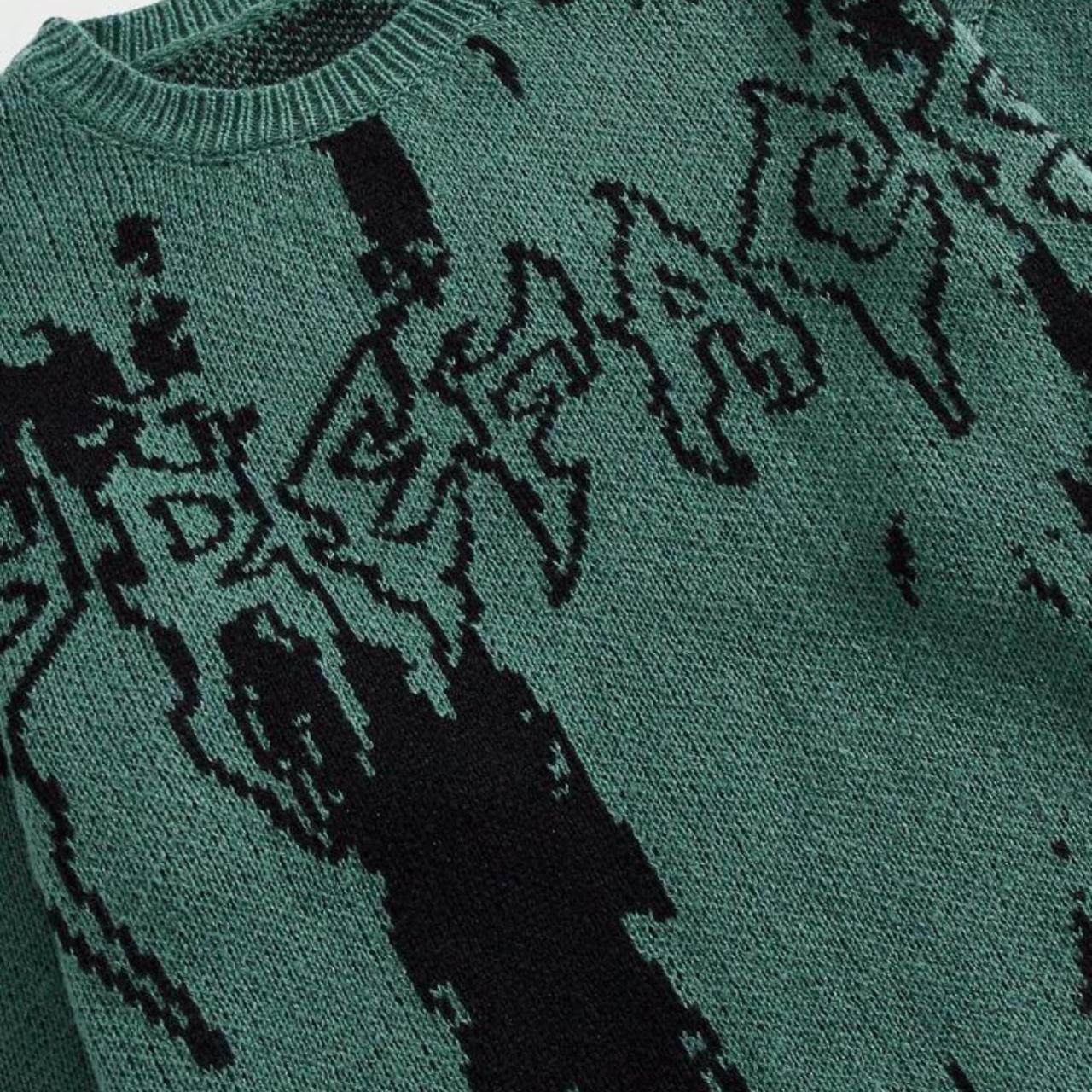Goth Guys Graphic Pattern Distressed Sweater - Depop