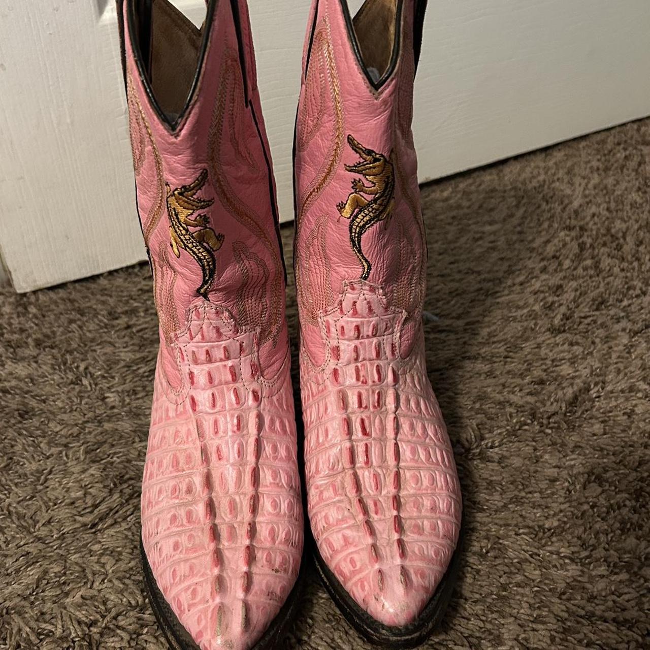 Pink alligator skin cowboy boots #westernboots - Depop