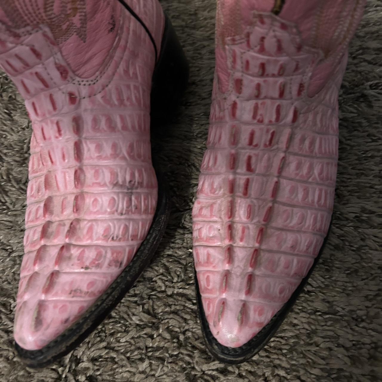 Pink alligator skin cowboy boots #westernboots - Depop