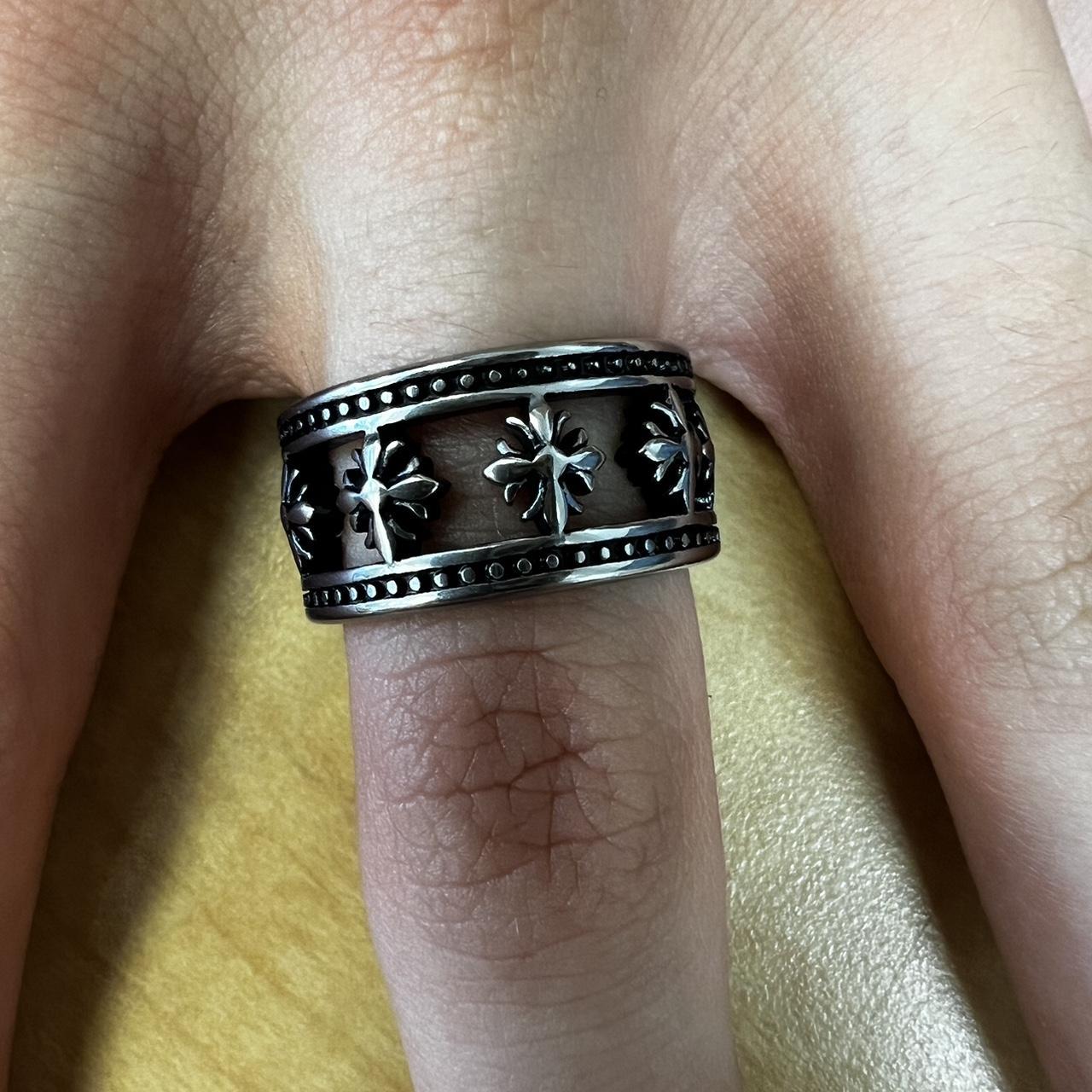 Authentic Cross Flower Chrome Hearts Ring Sterling... - Depop