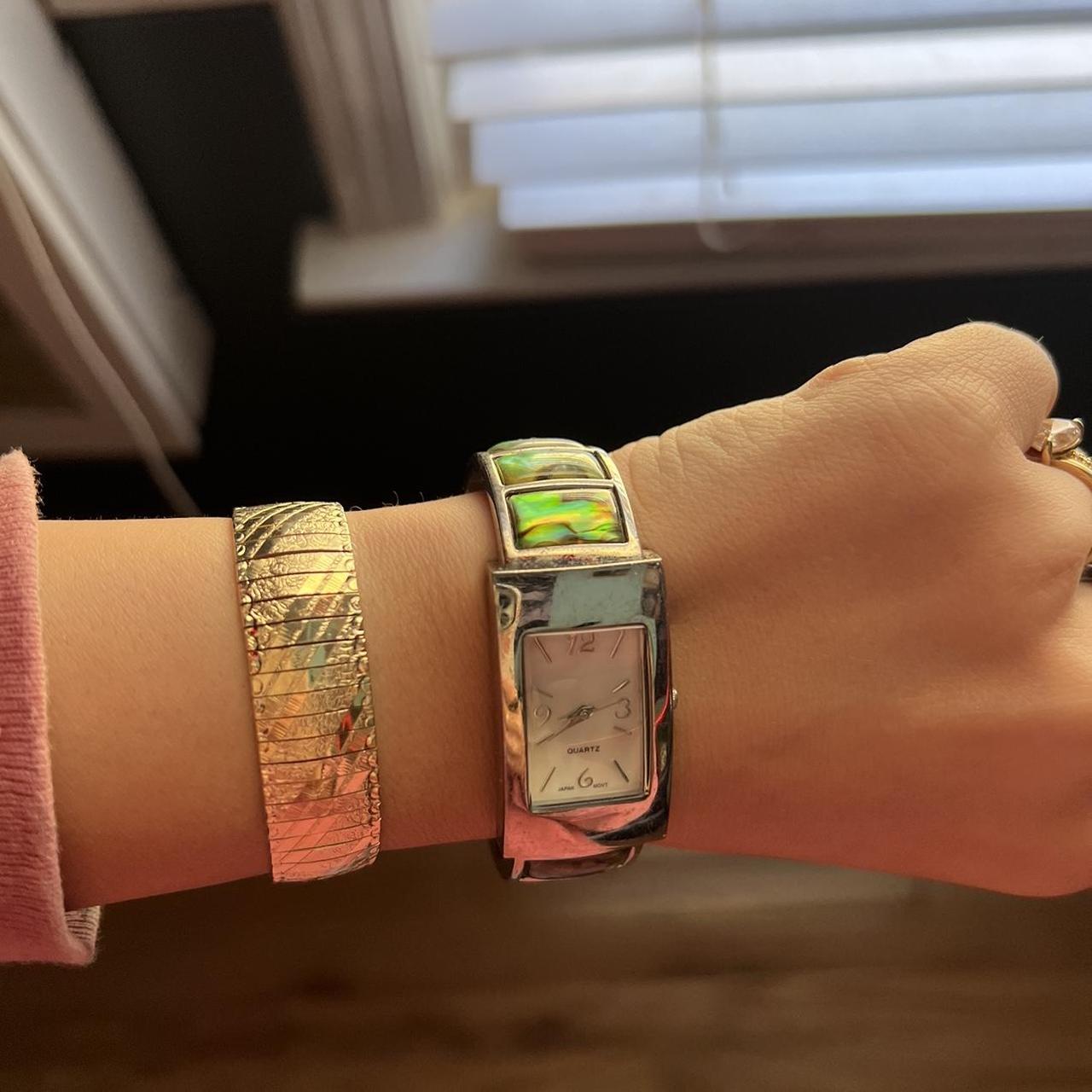 Silver Chunky Green trippy watch #cool watches... - Depop