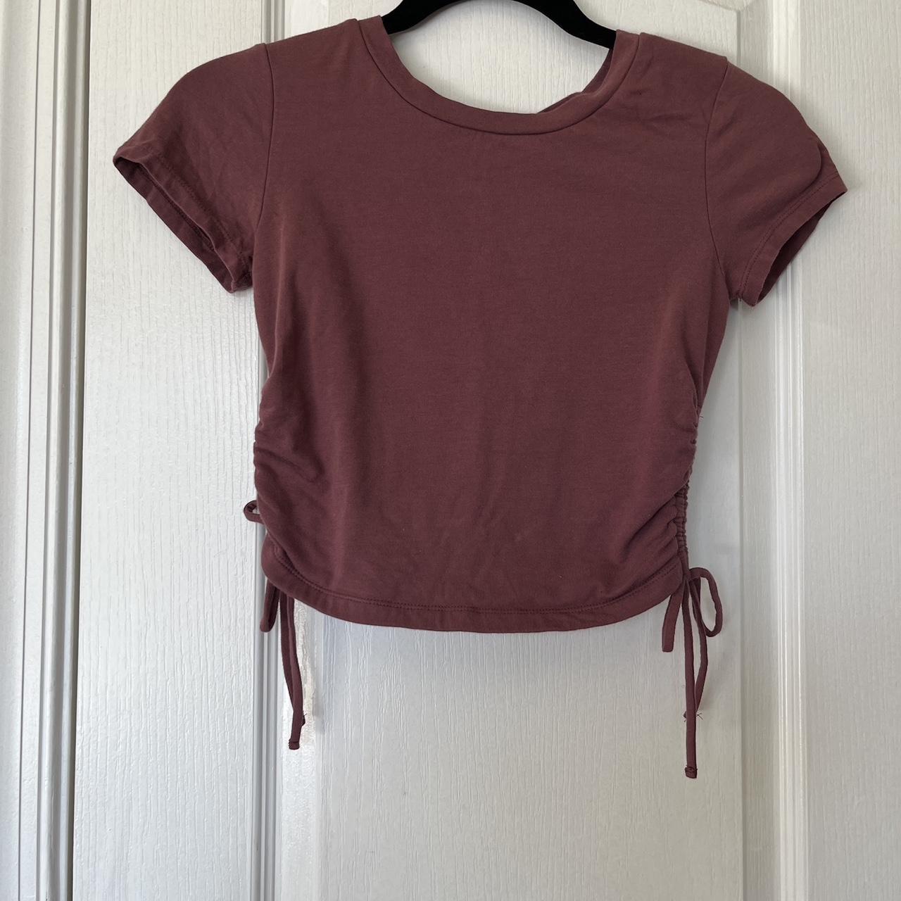 Basic Plum dark purple pink top with bunched sides... - Depop