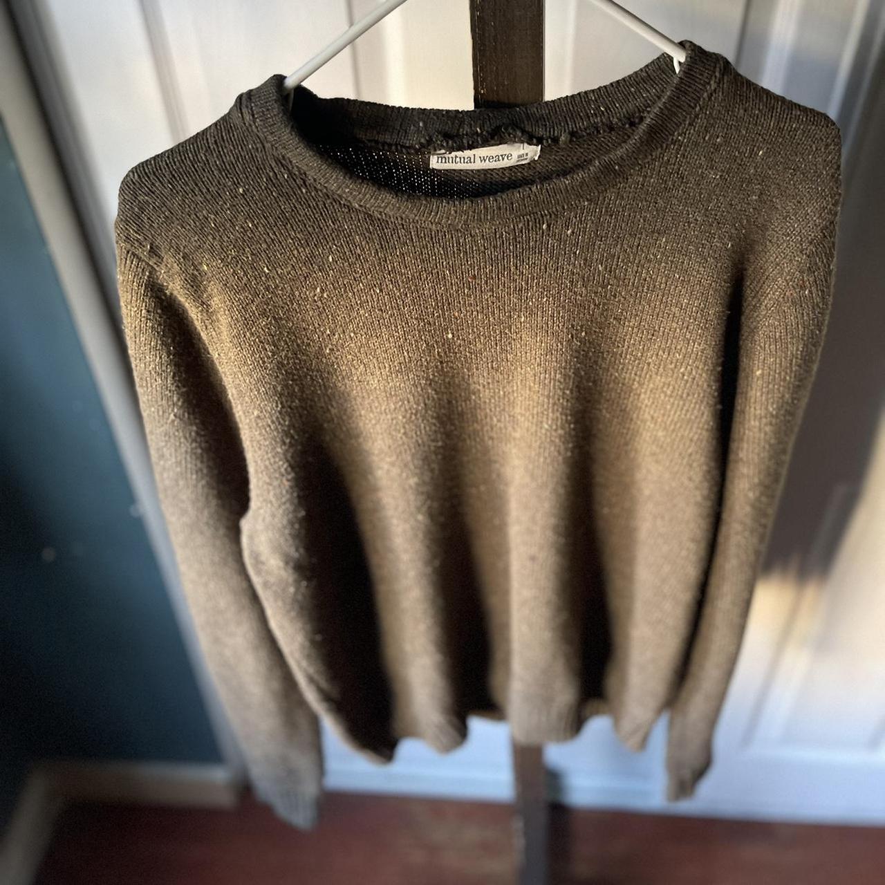 Mutual Weave Crew Neck (Green Wool Blend Sweater)... - Depop
