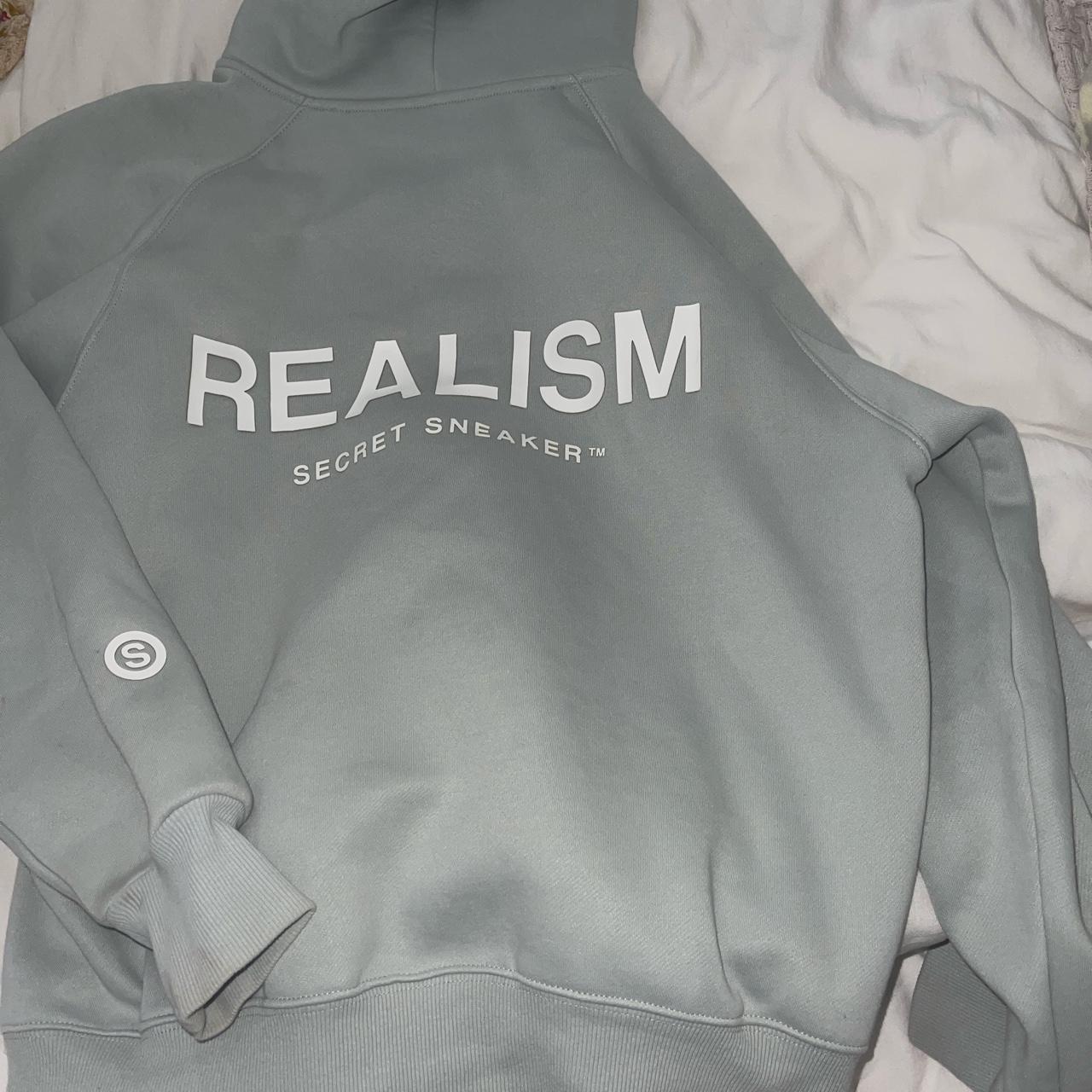 Small realism hoodie light blue - Depop