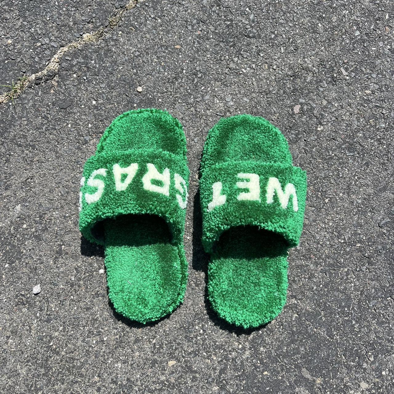 Custom made limited edition wet grass slides by... - Depop