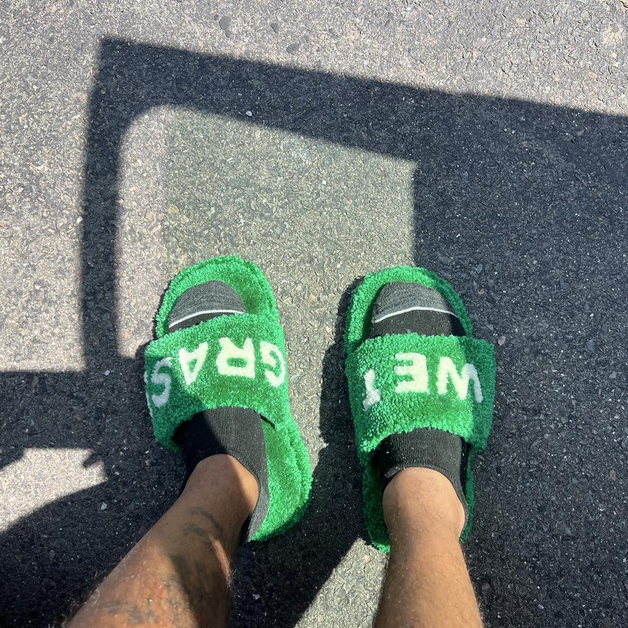Custom made limited edition wet grass slides by... - Depop