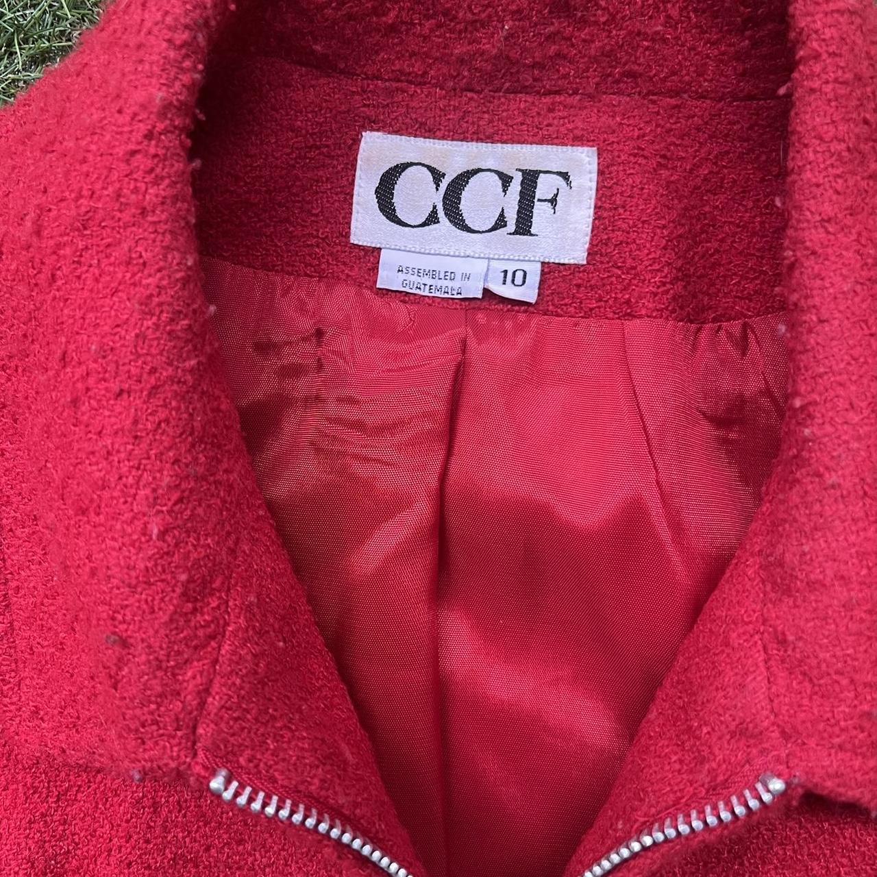 CCF Red Zip-up Jacket - Depop