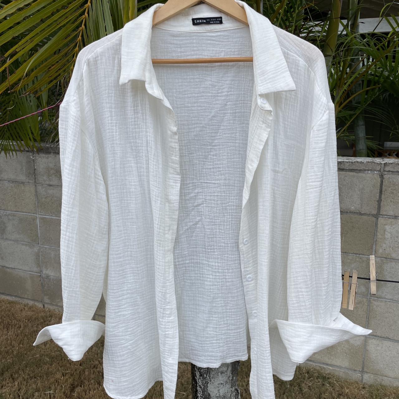 Linen beach button up - Depop